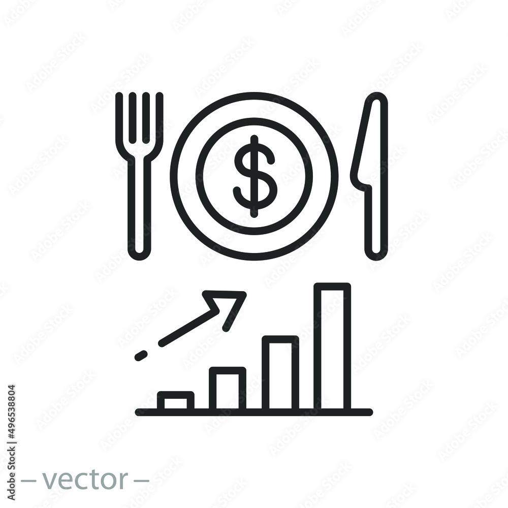 Vecteur Stock rising price for food icon, increase grocery crisis, up ...