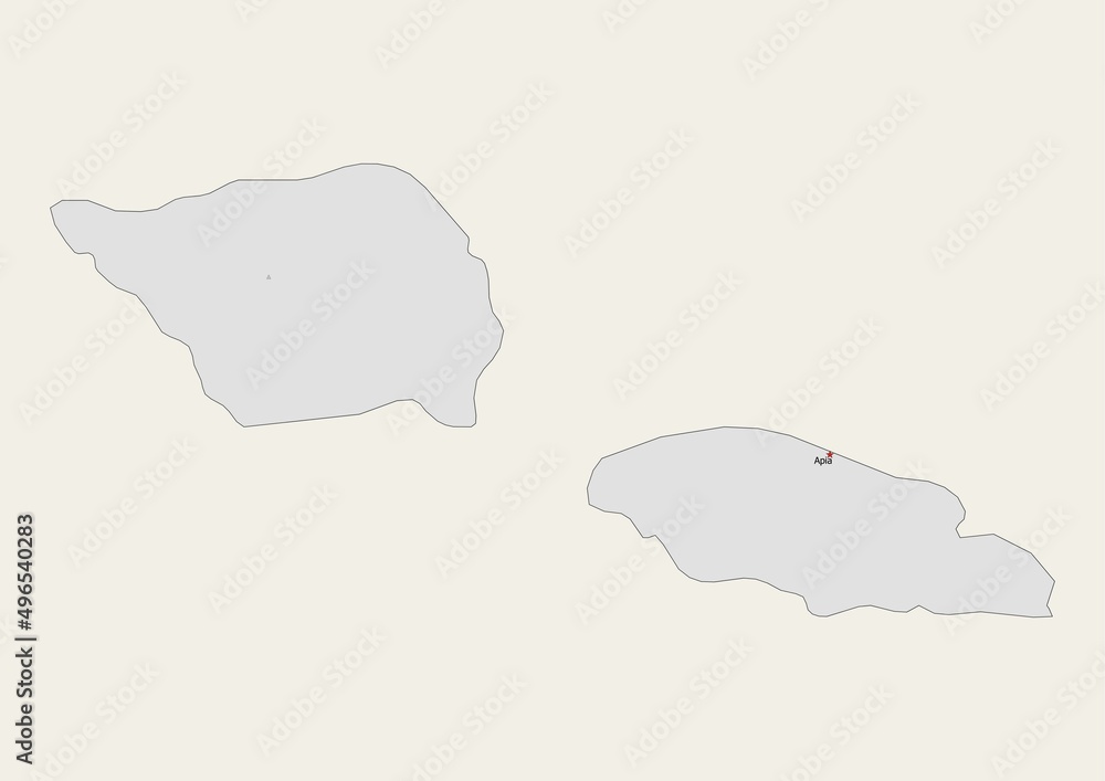 Isolated map of Samoa with capital, national borders, important cities ...