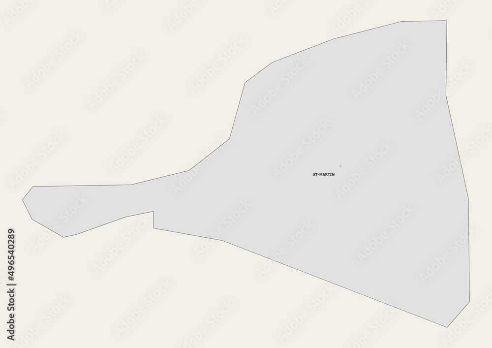 Isolated map of Saint Martin with capital, national borders, important ...