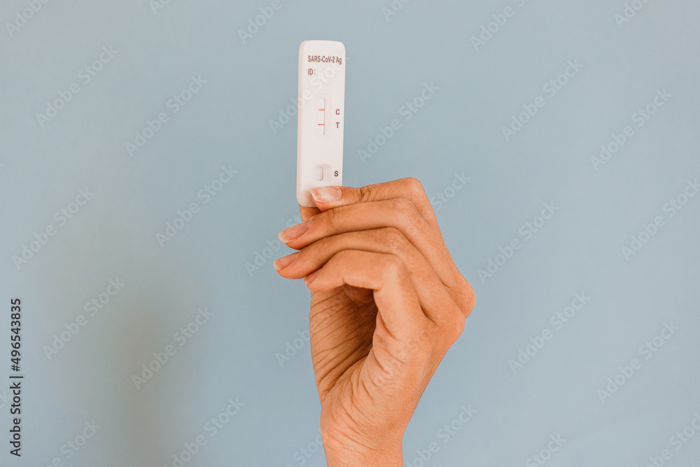 Hand Holding Positive Covid Test Antigen Rapid Test Self Test at Home ...