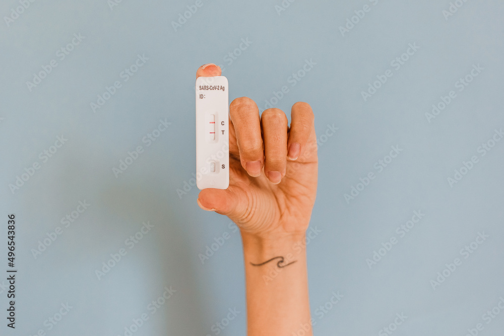 Hand Holding Positive Covid Test Antigen Rapid Test Self Test at Home ...