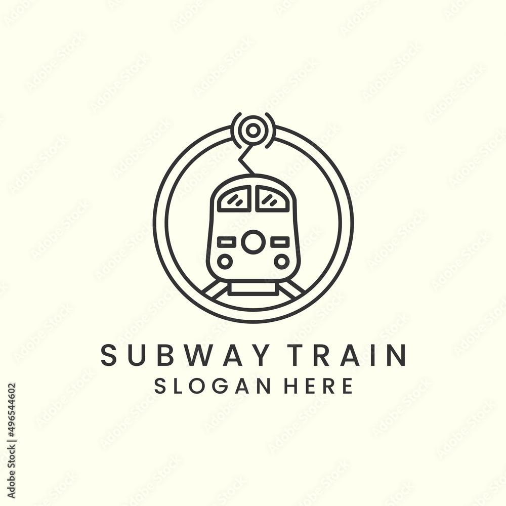 electric locomotive with emblem and line style logo icon template ...