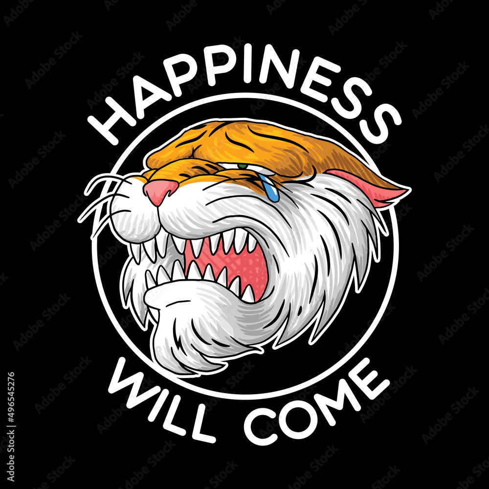 Cartoon emblem of crying tiger head Stock Vector | Adobe Stock