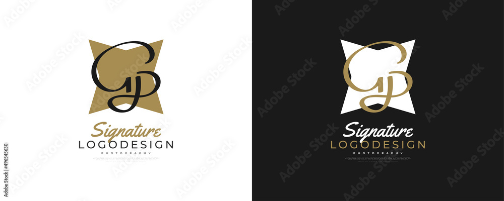 Initial G and P Logo Design in Elegant and Minimalist Handwriting Style ...