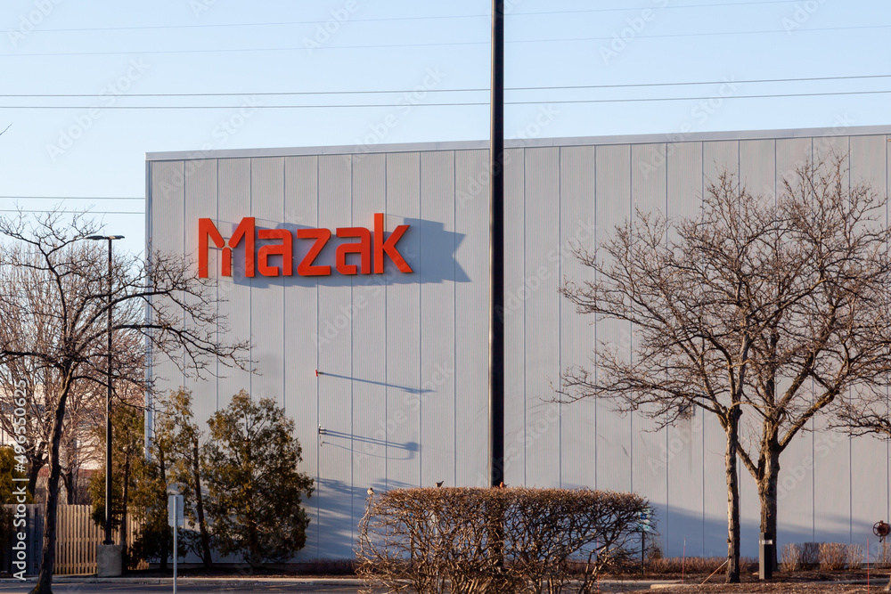 Schaumburg, Illinois, USA - March 27, 2022: Mazak’s sign on the ...