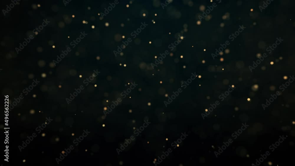 Beautiful loop able circle yellow particles falling down floating ...