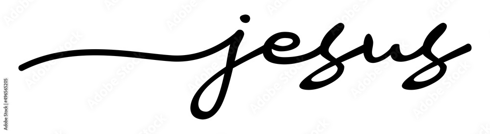 Jesus Handwriting Black Lettering Calligraphy Banner. Greeting Card ...