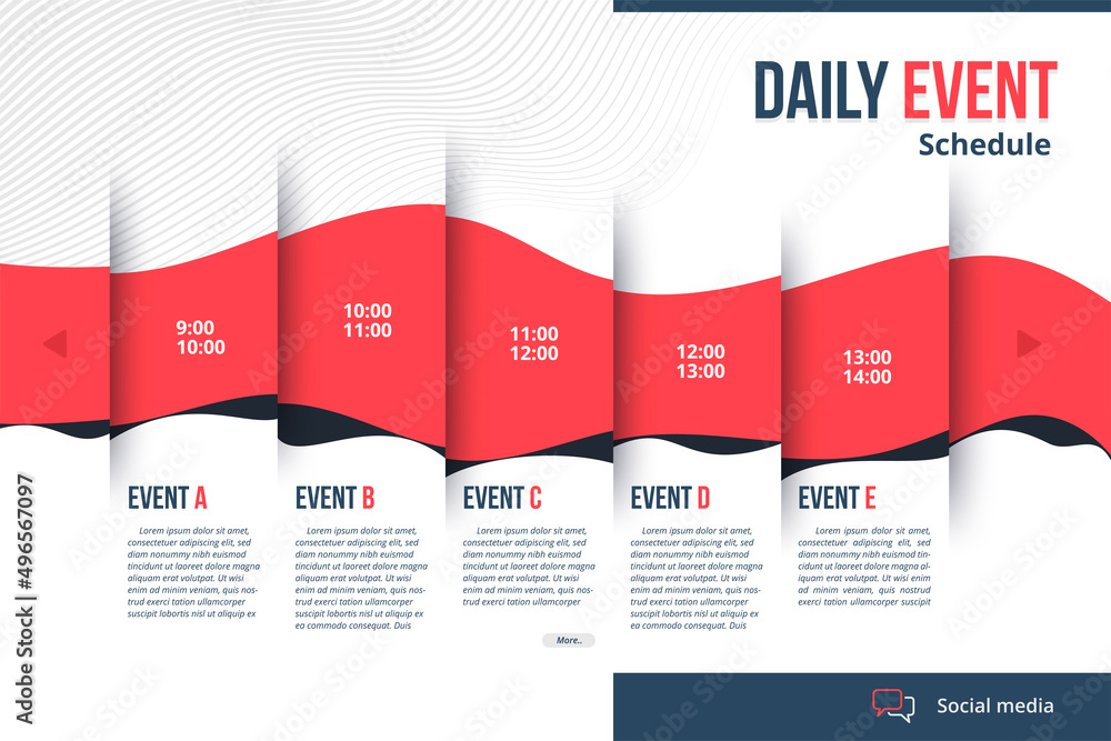 Upcoming daily event schedule flyer poster template. Stock Vector ...