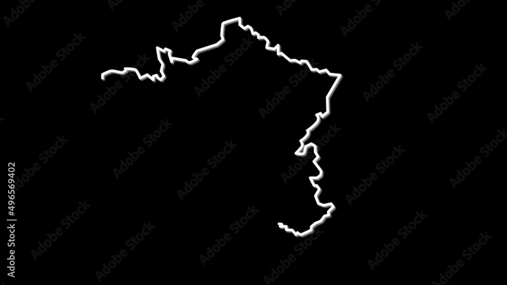 France map, country territory, borders, outline self drawing animation ...