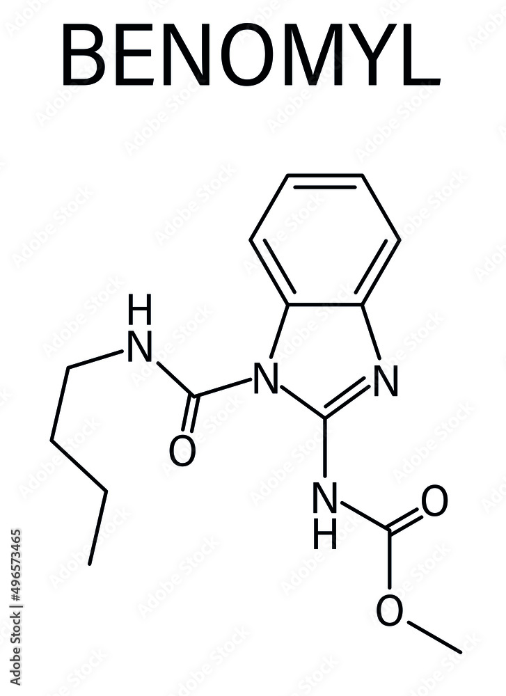 Benomyl fungicide molecule. Skeletal formula. vector de Stock | Adobe Stock