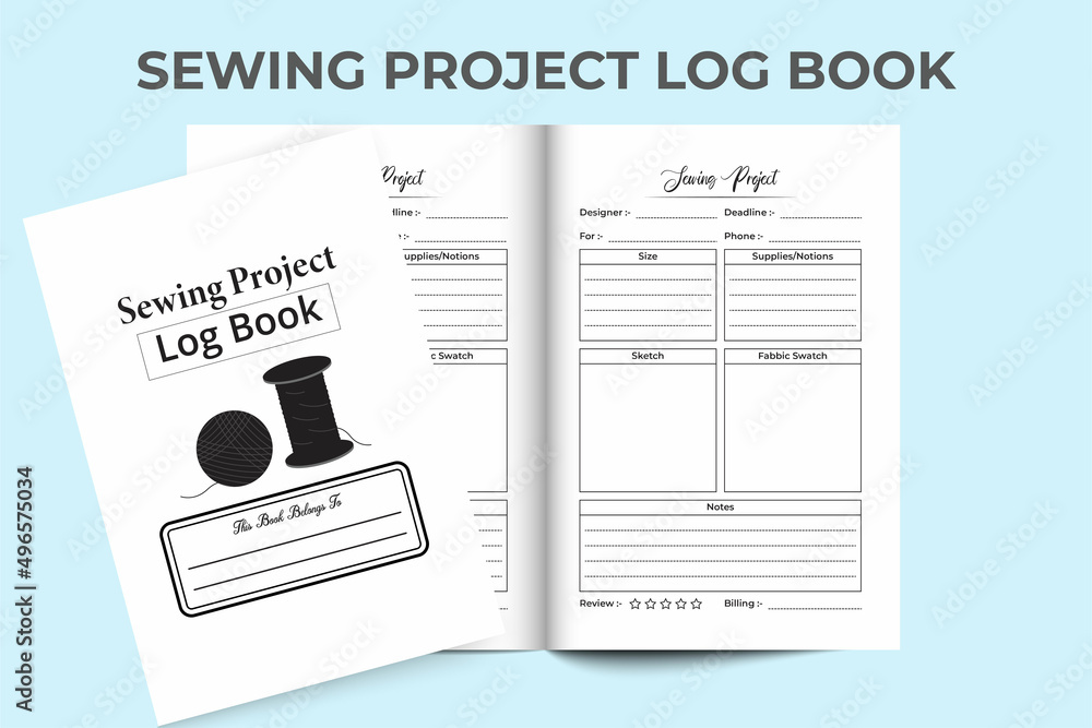 Sewing project log book KDP interior. Sewing store information and ...