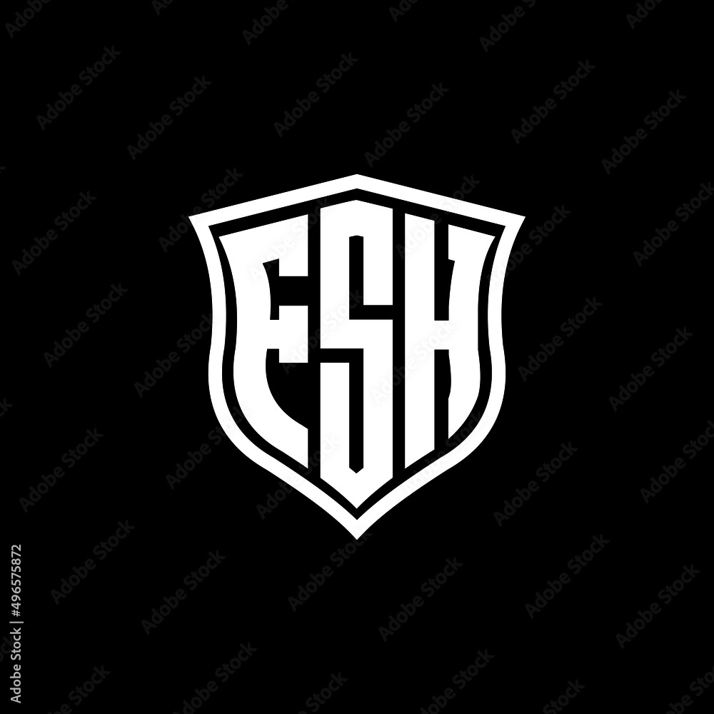 Vetor do Stock: FSH letter logo design with black background in ...