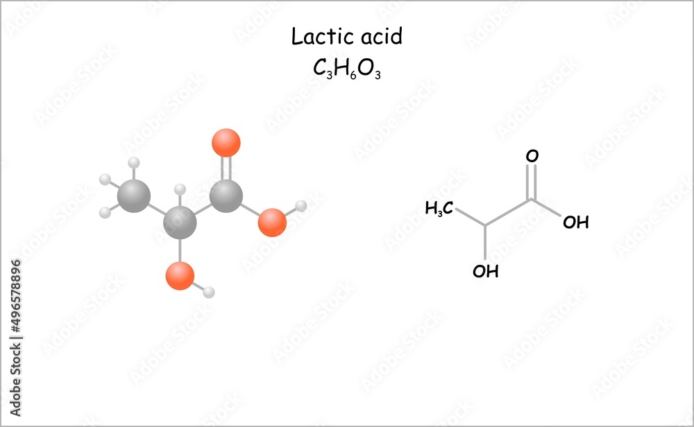 Stylized molecule model/structural formula of lactic acid. Stock Vector ...
