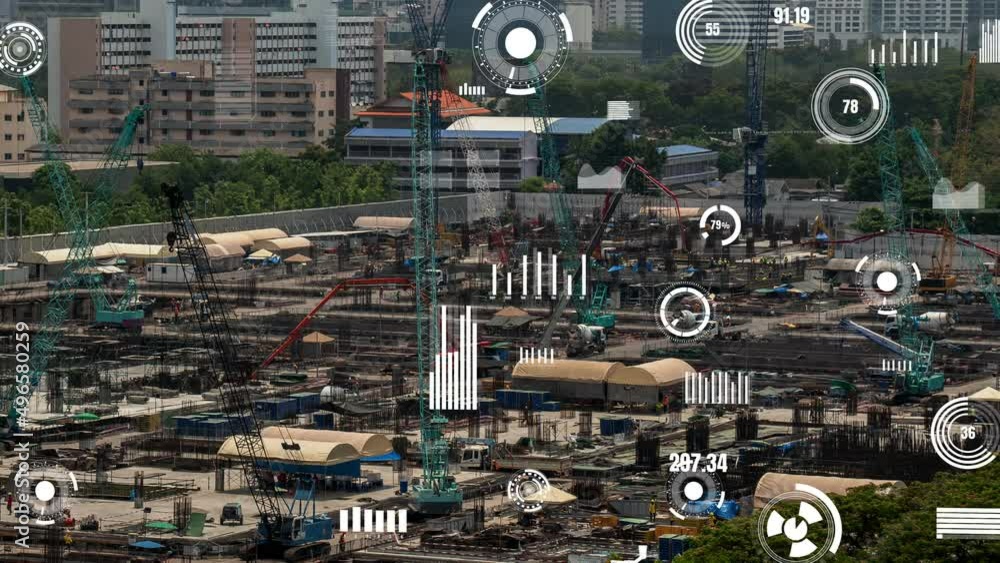 Construction technology concept with alteration graphic over ...