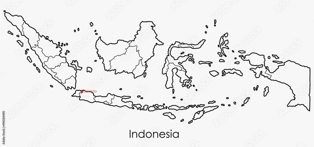 Doodle freehand drawing map of Indonesia. Stock Vector | Adobe Stock