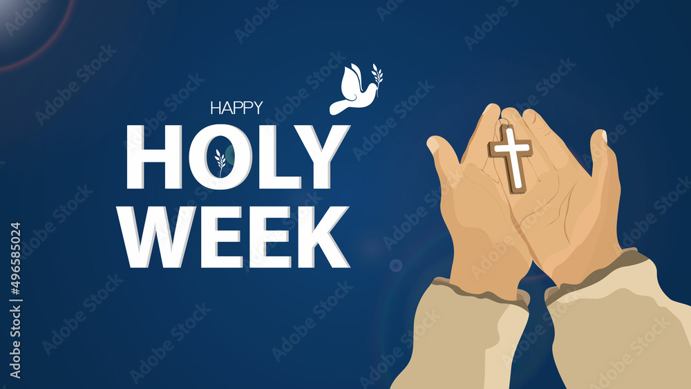 Holy week catholic traditional concept. Backdrop on blue color vector ...