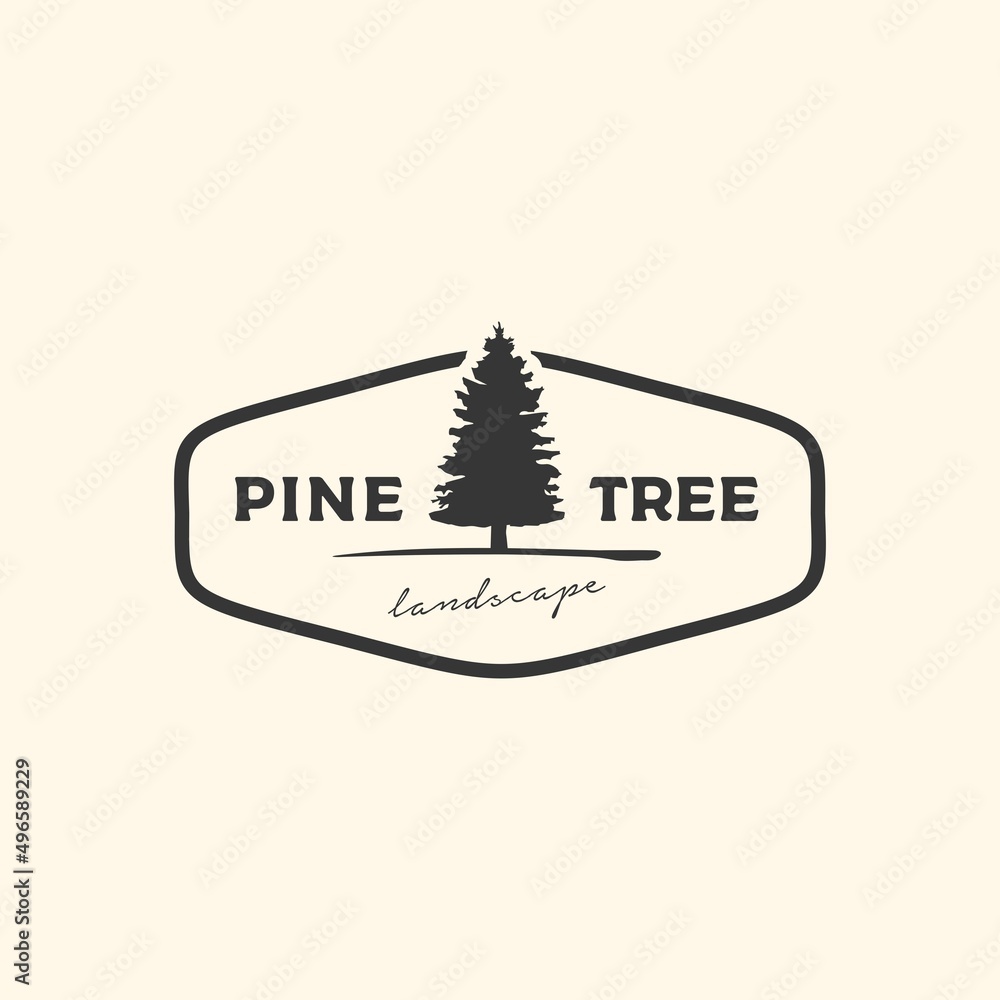 Pine tree badge logo design vector illustration Stock Vector | Adobe Stock