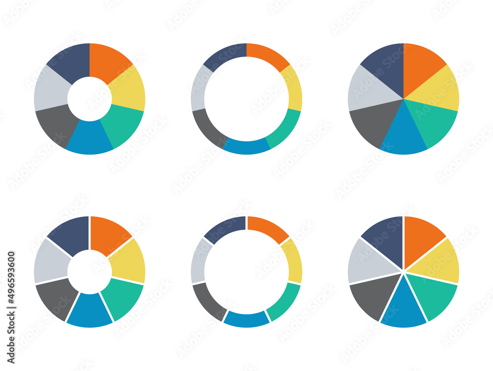 Infographic pie chart set. Cycle presentation diagram of collection 7 ...