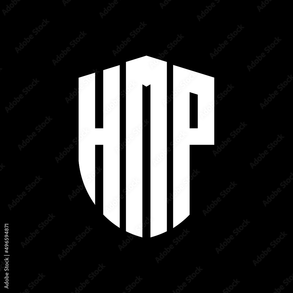 HMP letter logo design. HMP modern letter logo with black background ...