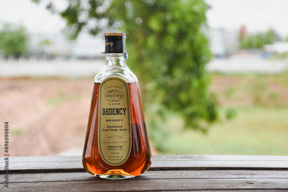 Khon Kaen, Thailand - April 2, 2022: Regency Thai brandy with green ...