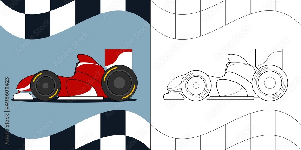 Formula 1 racing car suitable for children's coloring page vector ...