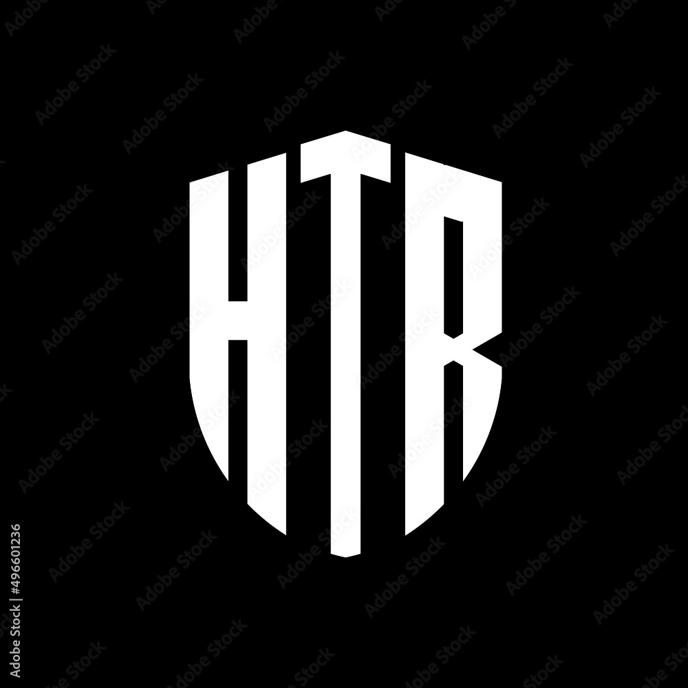 HTR letter logo design. HTR modern letter logo with black background ...