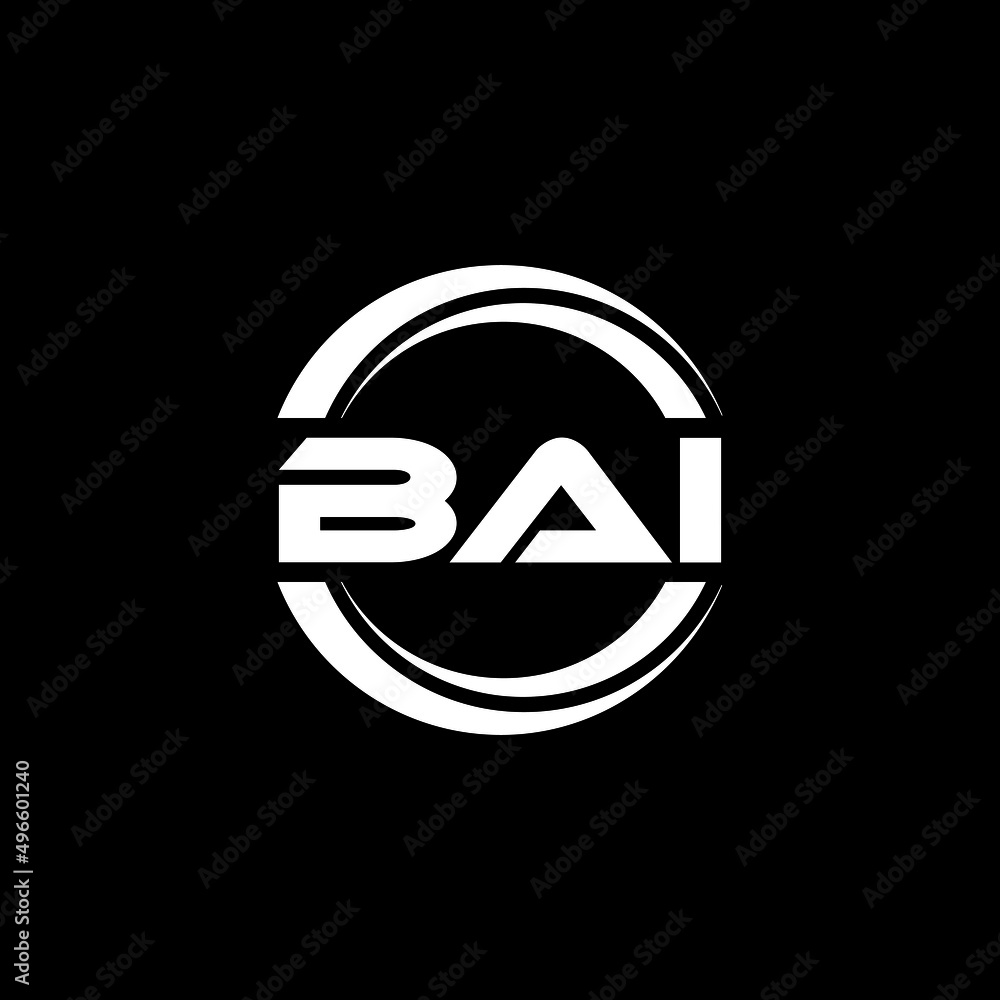 BAI letter logo design with black background in illustrator, vector ...