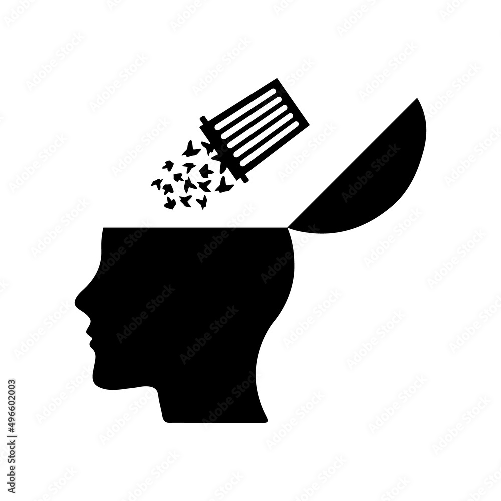 Manipulation and brainwashing icon. Vector illustration of open human ...