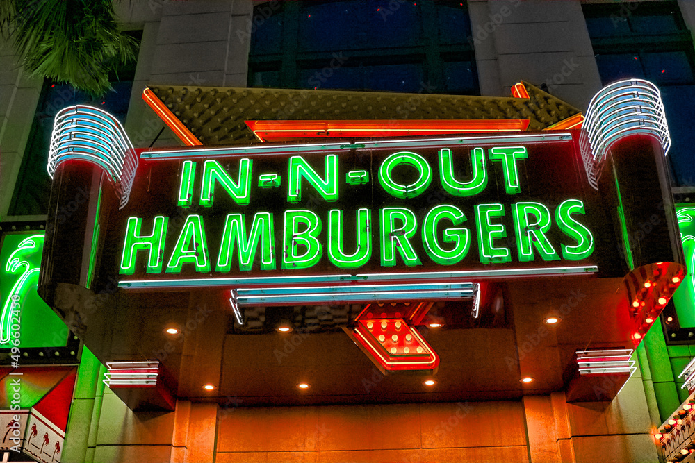 Las Vegas, NV/USA - Oct 10, 2017: Large In-N-Out Burger billboard. In-N ...