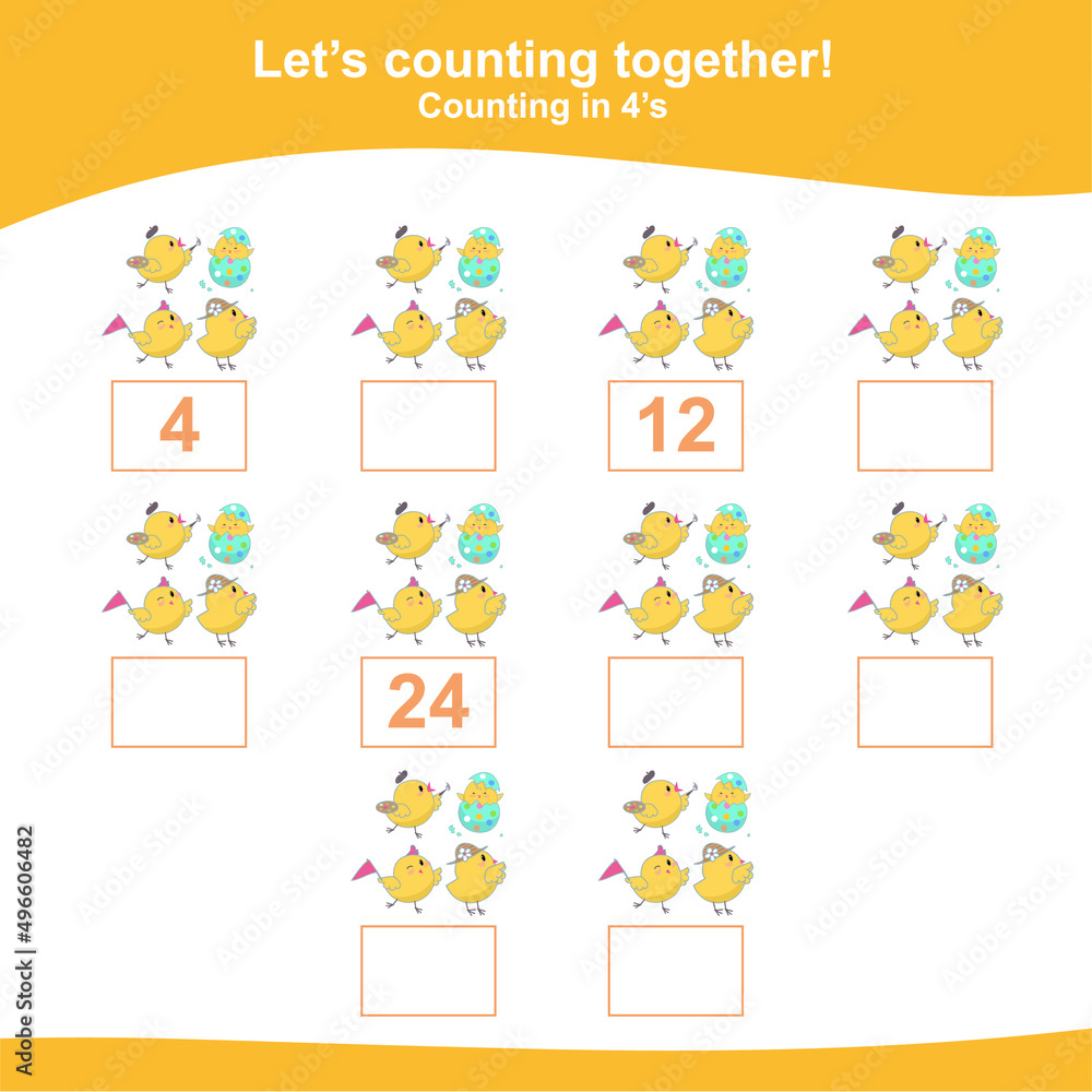 Counting the easter chicks for Preschool Children. Counting multiples ...