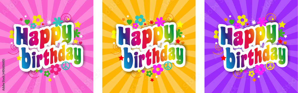 Happy birthday with rays background Stock Vector | Adobe Stock