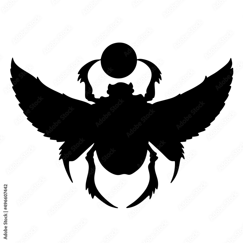 The sacred scarab. A dung beetle from Egypt. A symbol of the mystical ...