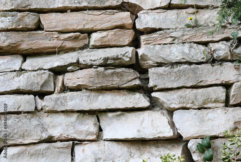 layers of rock in a horizontal position that form a wall to contain the ...