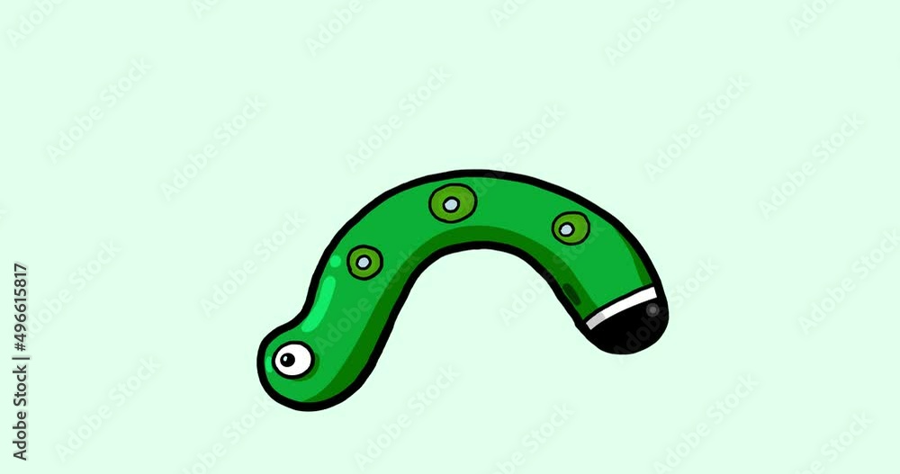 Isolated caterpillar loop cartoon animation two sizes with outline ...