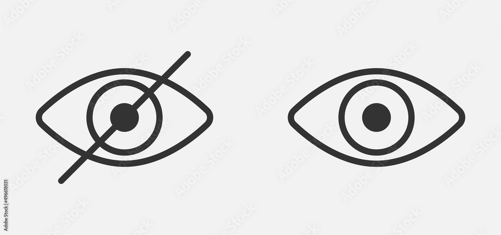 Show password icon, eye symbol. Vector vision hide from watch icon. Secret view web design ...