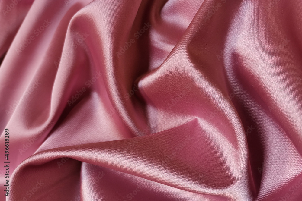 Pink crumpled or wavy fabric texture background. Abstract linen cloth ...