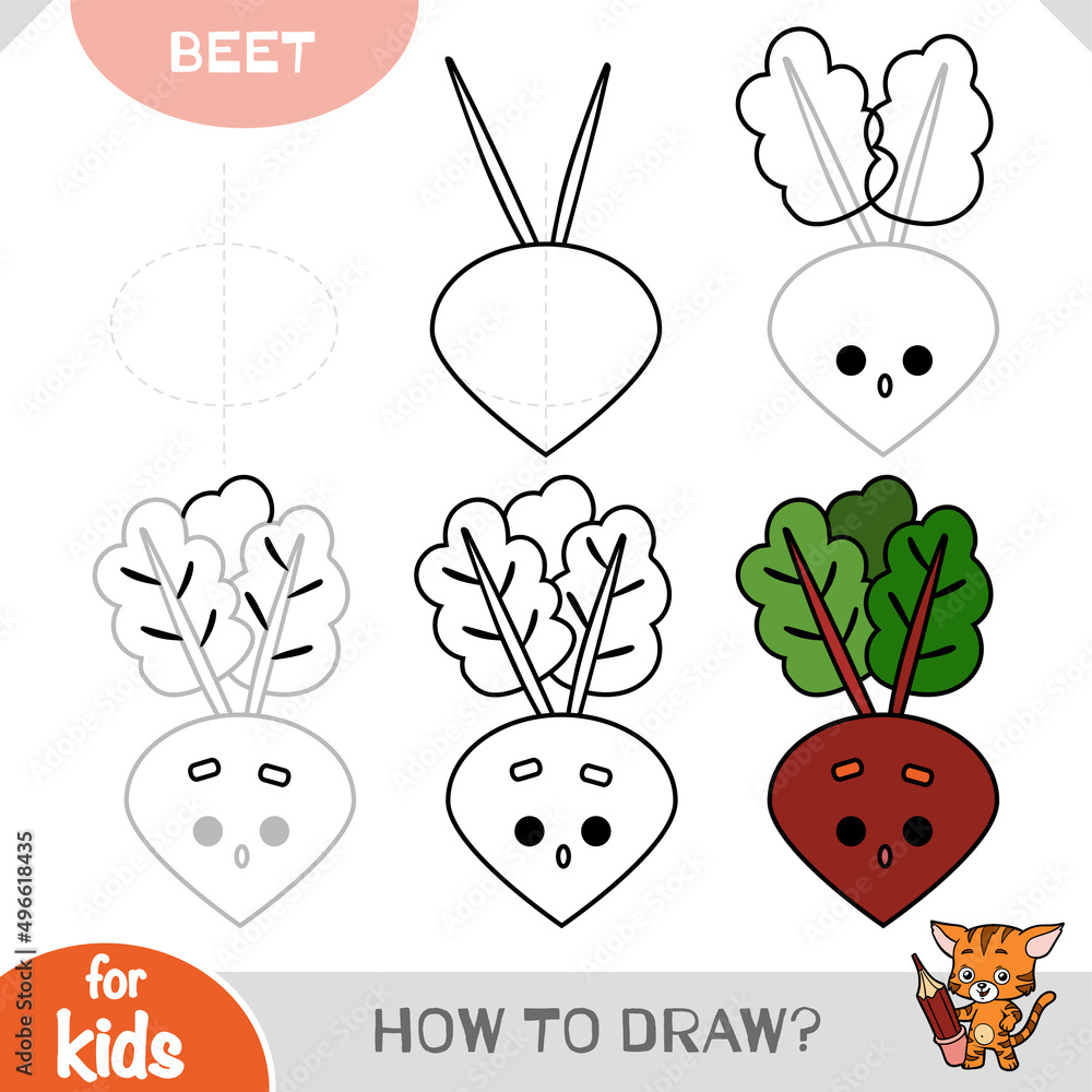 How to draw Beet for children. Step by step drawing tutorial Stock ...
