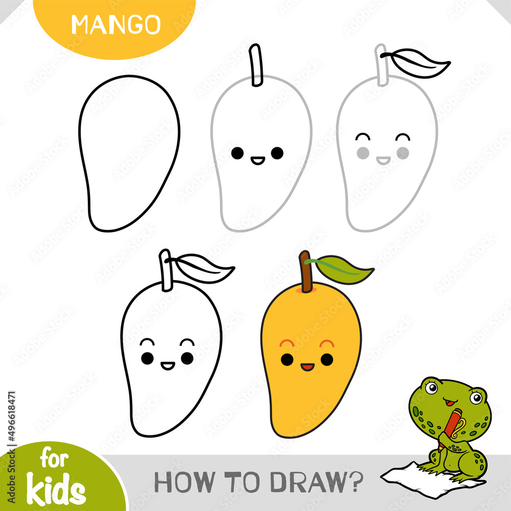 How to draw Mango for children. Step by step drawing tutorial Stock ...