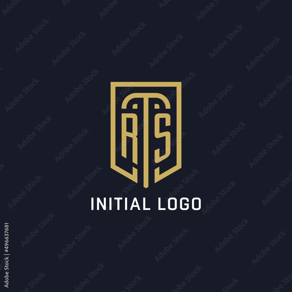 Initial RS shield logo luxury style, Creative company logo design Stock ...