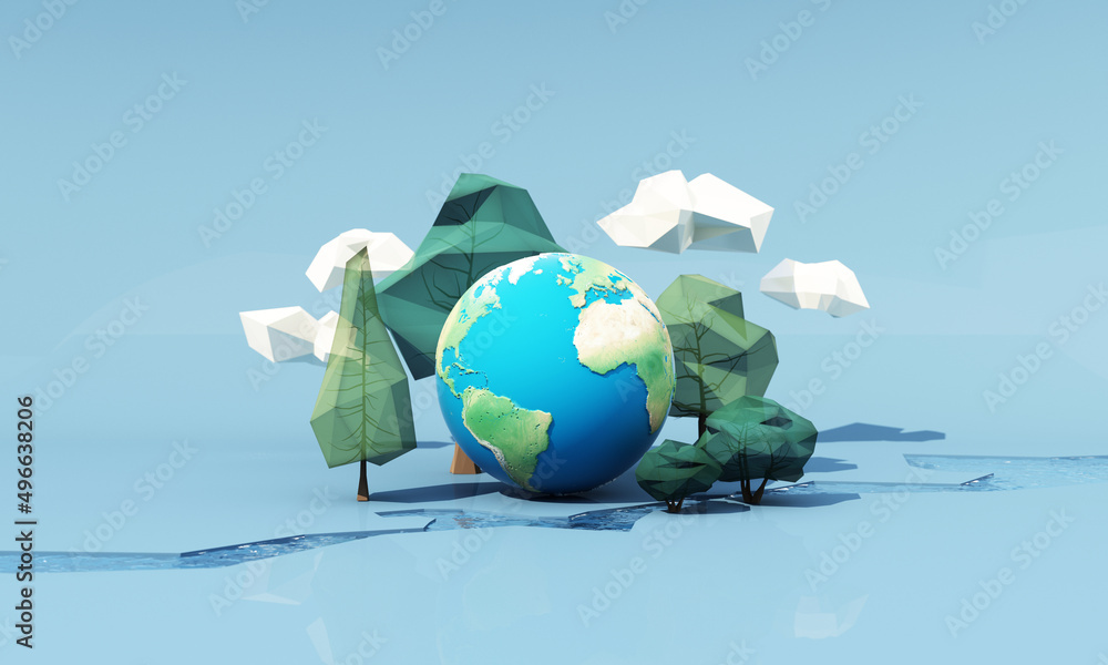 innovative Poster Or Banner Of World Environment Day with low poly tree ...