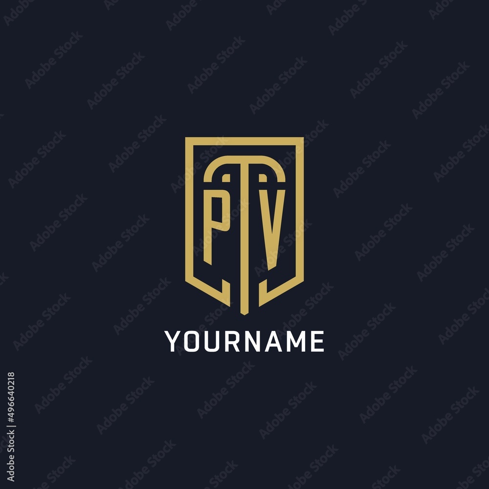 Initial PV shield logo luxury style, Creative company logo design Stock ...