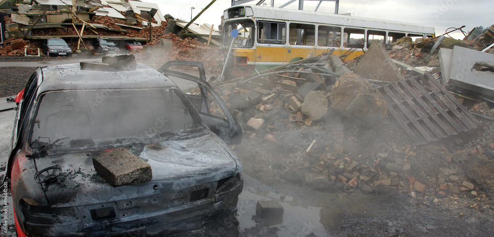 Ukraine Vehicles, civilian cars destroyed in the street by Russian Air ...