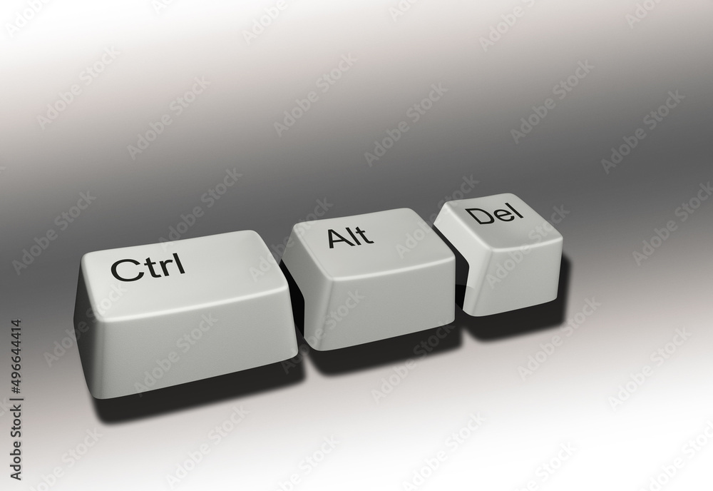 Ctrl Alt Del Combo keyboard Keys with a soft background Stock ...