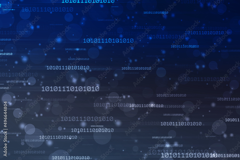Binary Code Background, Digital Abstract technology background, flowing number one and zero text ...