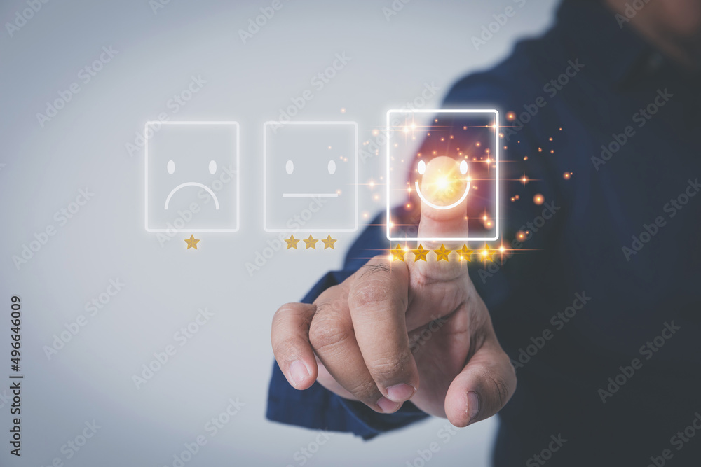 Customer service and satisfaction concept. Customer touching the ...