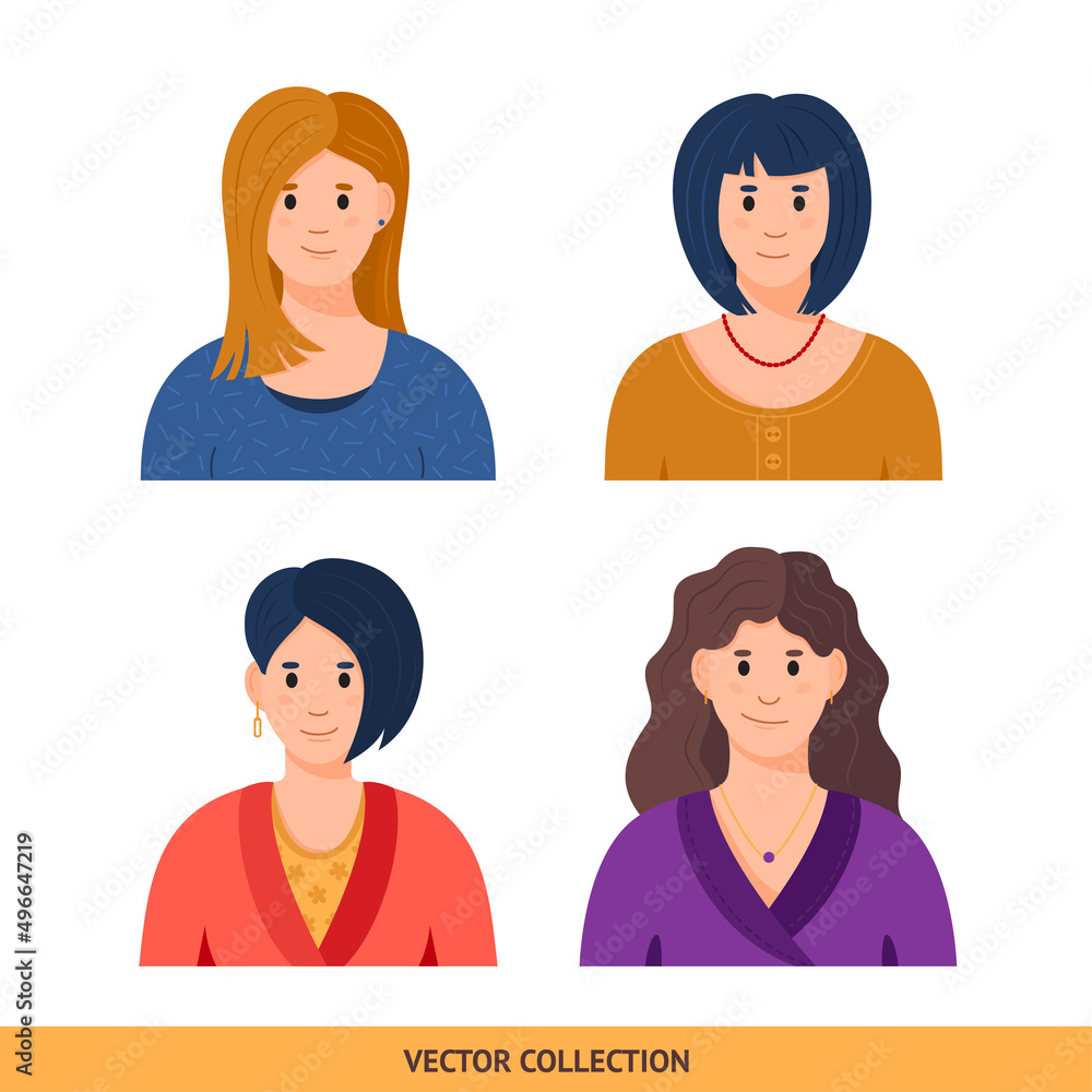 Portraits of various woman, different woman - vector set. Vector ...