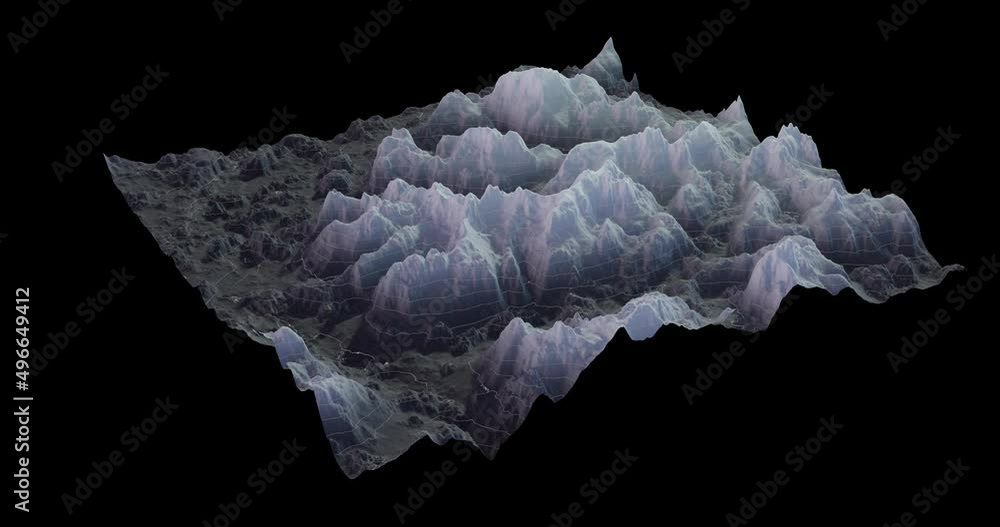 3D Topographic height map, 360 rotation of geology survey. Topographic cartography, contour map ...