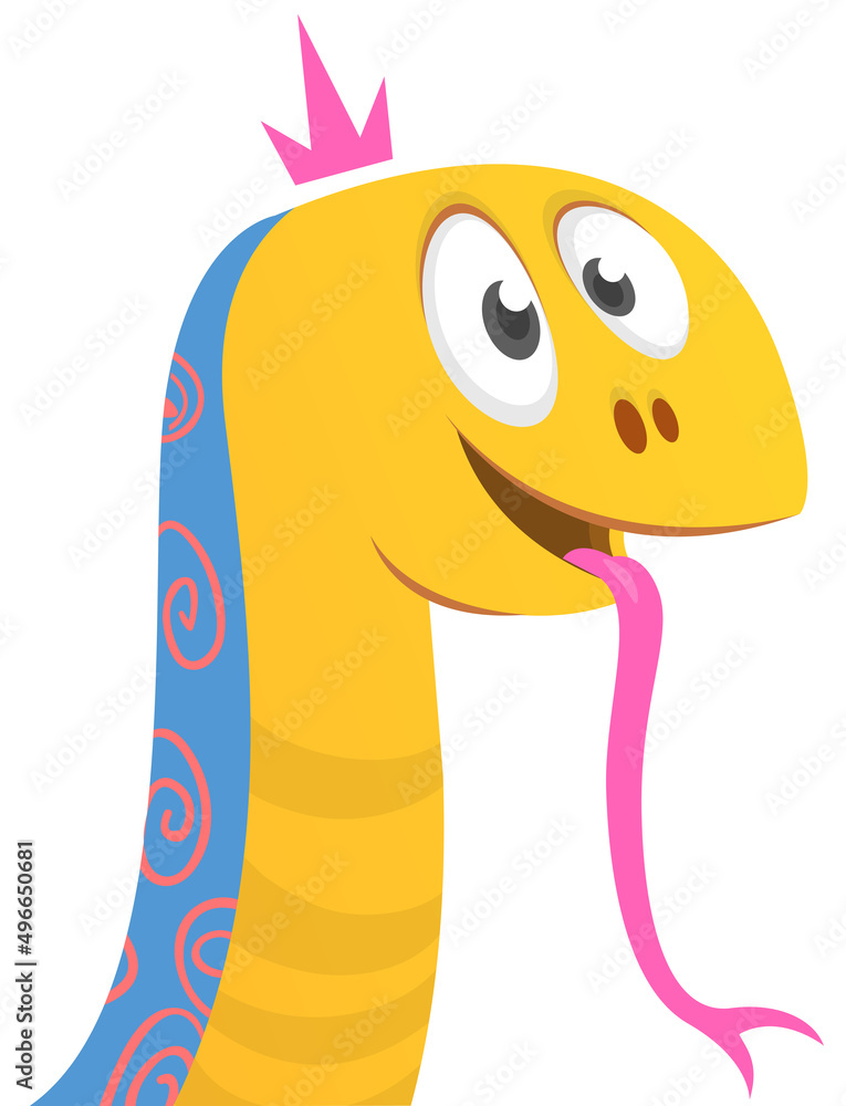 Cartoon funny snake. Vector illustration isolated Stock Vector | Adobe ...