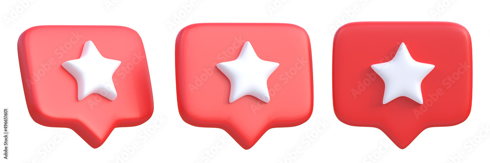 Set of stars in speech bubble icon isolated on a white background. Love ...