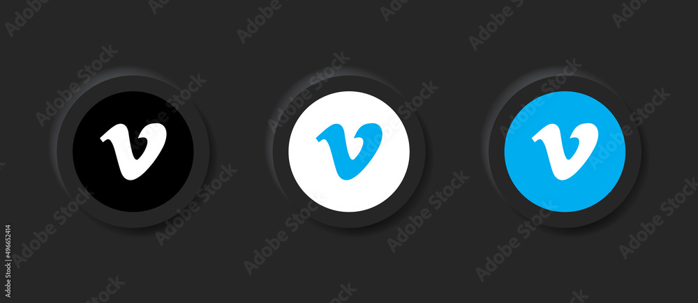 Vimeo logo sign with shadow. vimeo icon set. vimeo button. social media ...